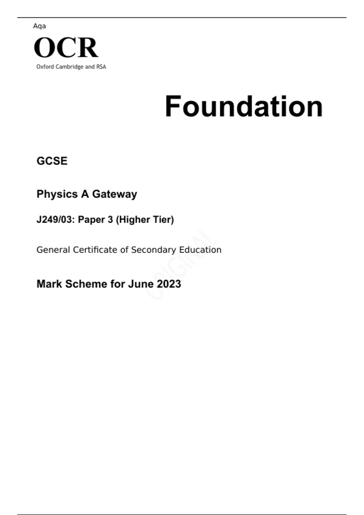 OCR GCSE (9–1) Physics A (Gateway Science Paper 3 AND 4 Higher Tier ...