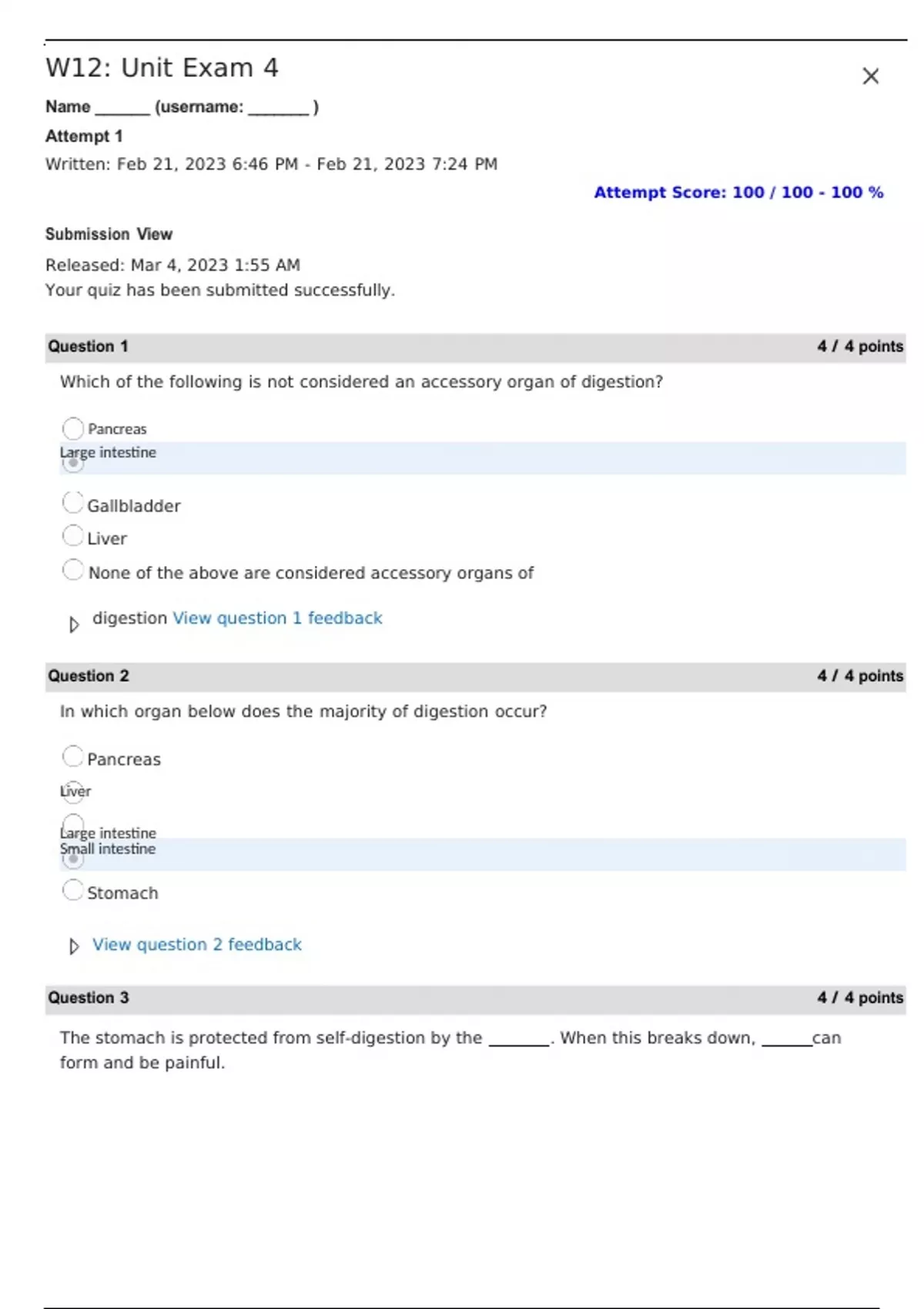 BIOL251 W12 Unit Exam 4 (100% Correct Answers) - BIOL251 - Stuvia US