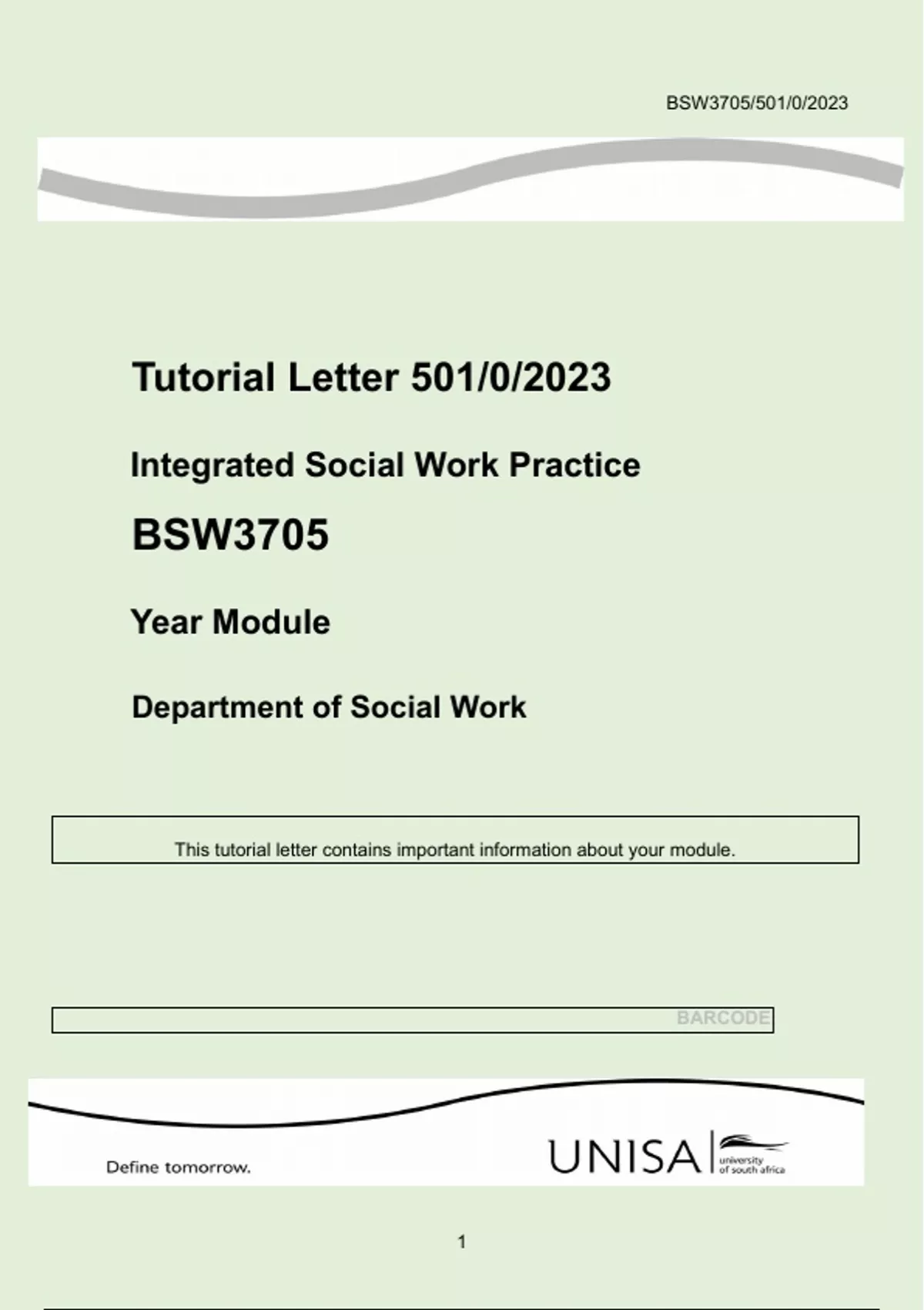 BSW3705: Integrated Social Work Practice - BSW3705 - Stuvia SA