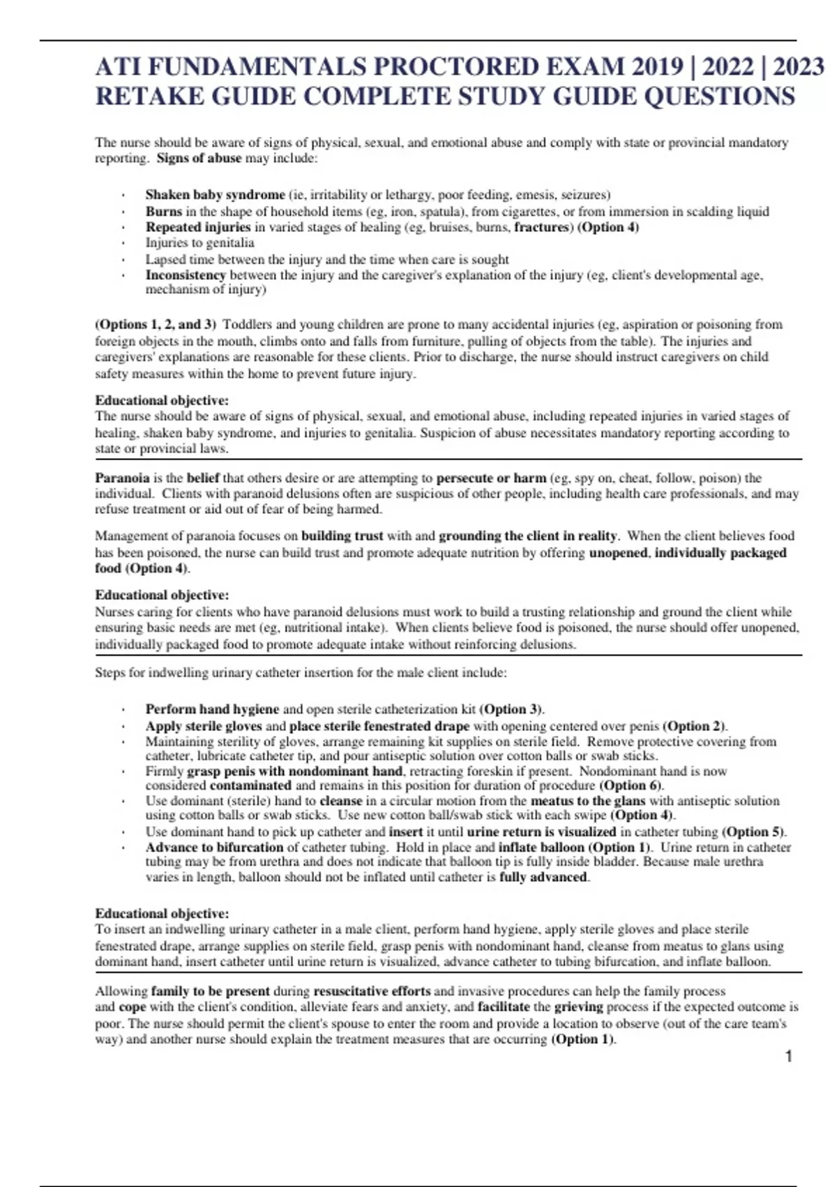 ATI FUNDAMENTALS PROCTORED EXAM 2019 | 2022 | 2023 RETAKE GUIDE ...