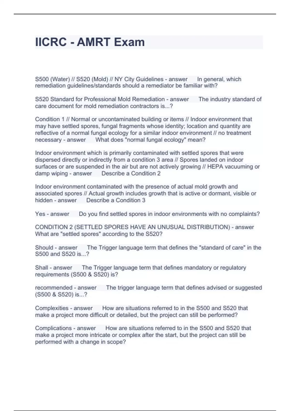 IICRC - AMRT Exam Questions with Accurate Answers 2023 - AMRT - Stuvia US