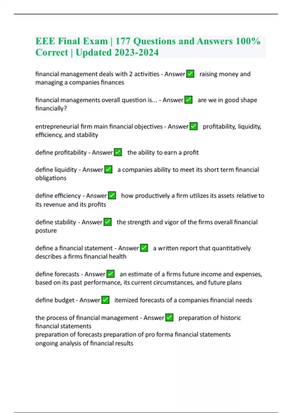 EEE Final Exam | 177 Questions and Answers 100% Correct | Updated - EEE ...