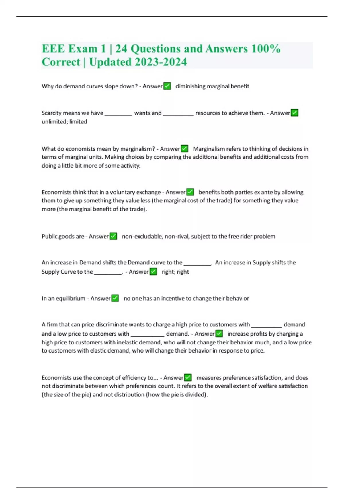 EEE Exam 1 | 24 Questions and Answers 100% Correct | Updated - EEE - Stuvia US
