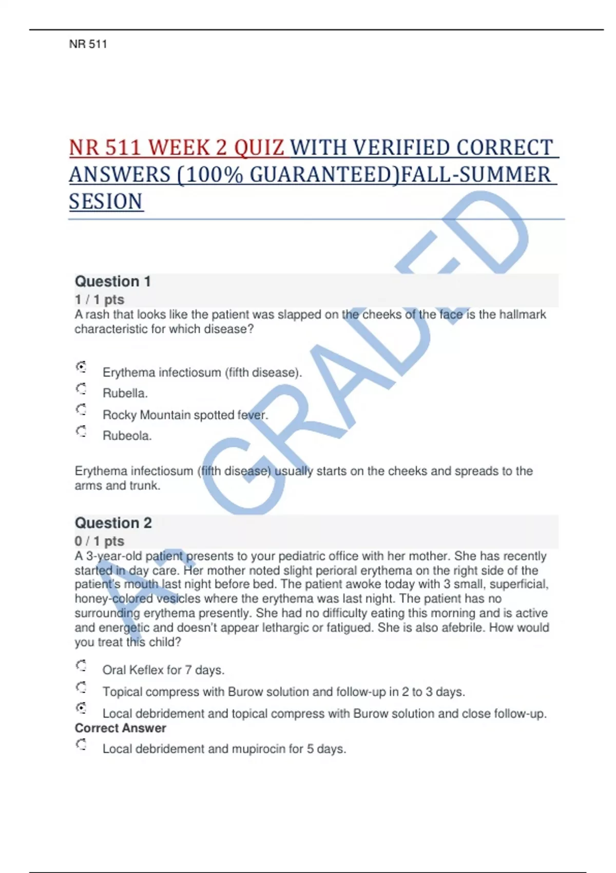NR 511 WEEK 2 QUIZ WITH VERIFIED CORRECT ANSWERS (100% GUARANTEED)FALL-SUMMER SESION - NR 511 ...