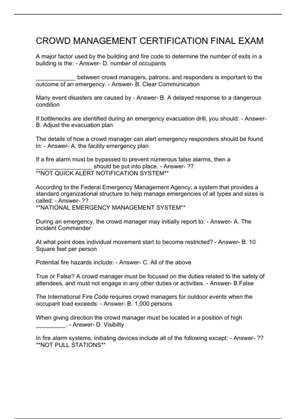 Crowd Management Certification Final Exam - Crowd Management ...