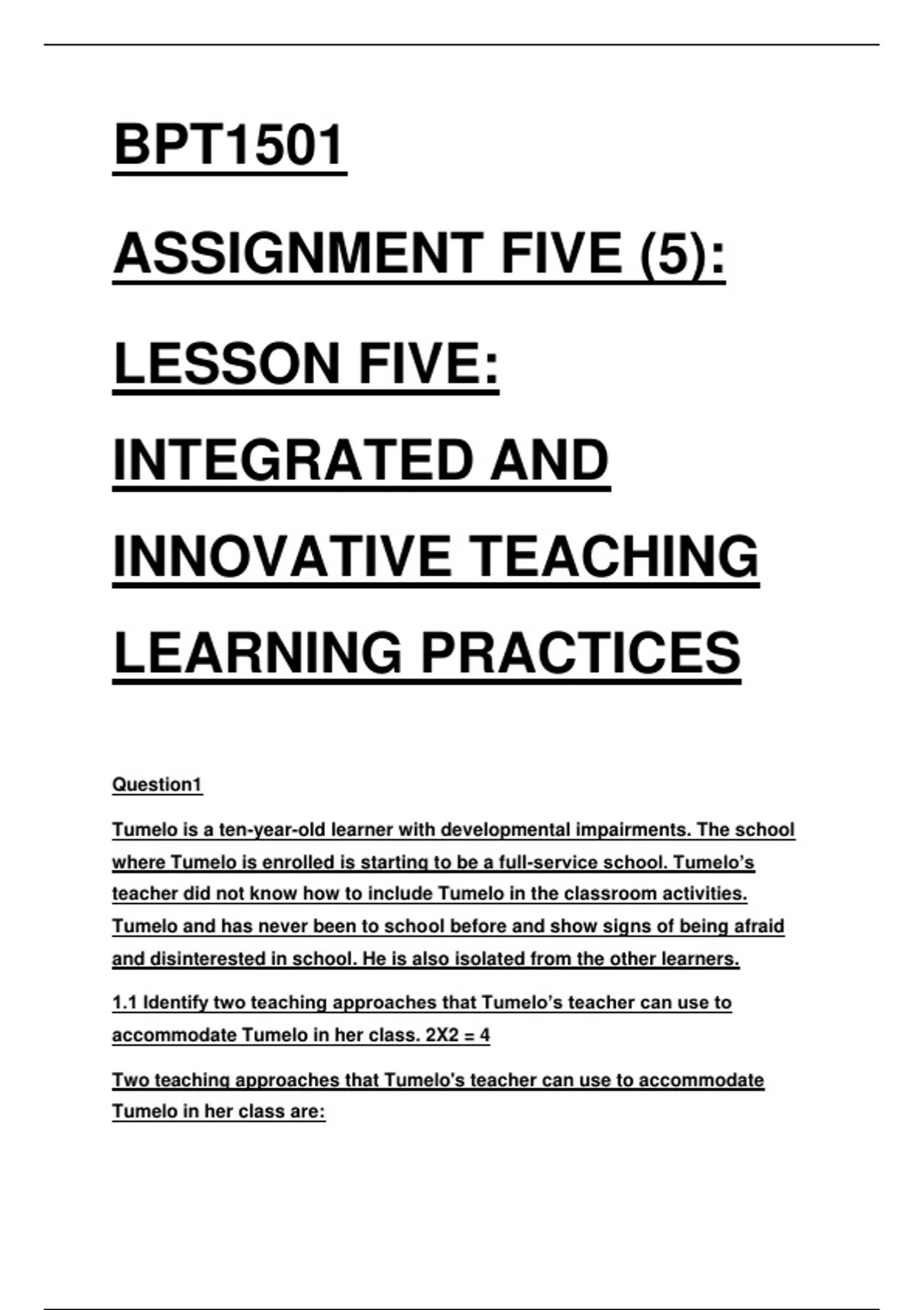 BPT1501 ASSIGNMENT 5 SEMESTER 2 2023 - BPT1501 - Being a Professional ...