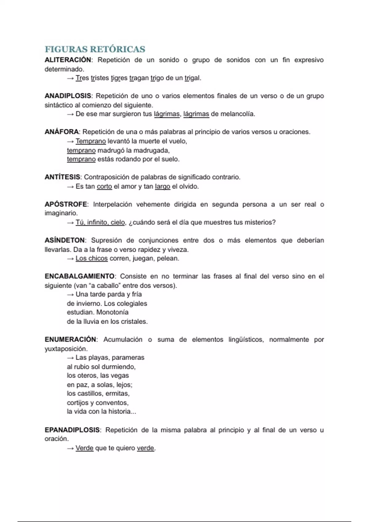 Sumario 34 Figuras retóricas con definición y ejemplos [castellano ...