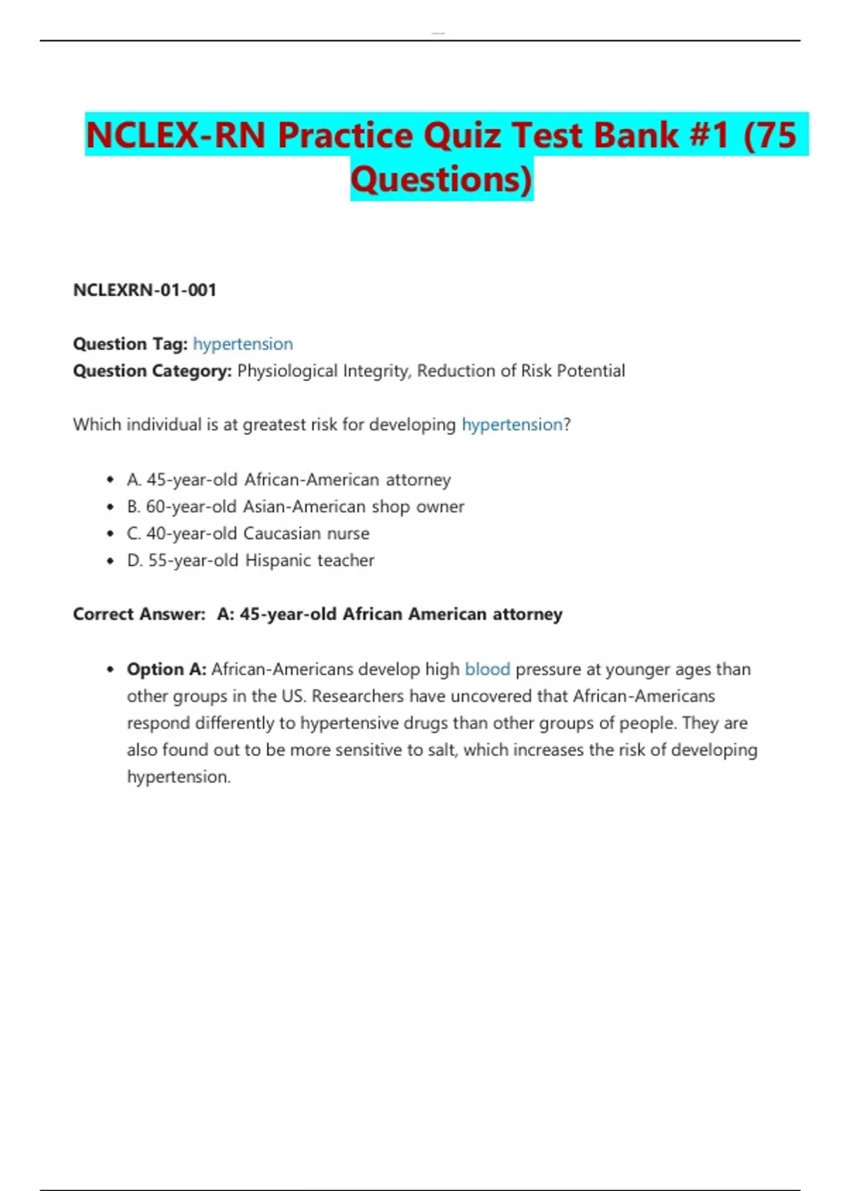 NCLEX-RN Practice Quiz Test Bank SET 1-12 PACKAGE | (900 Questions in ...