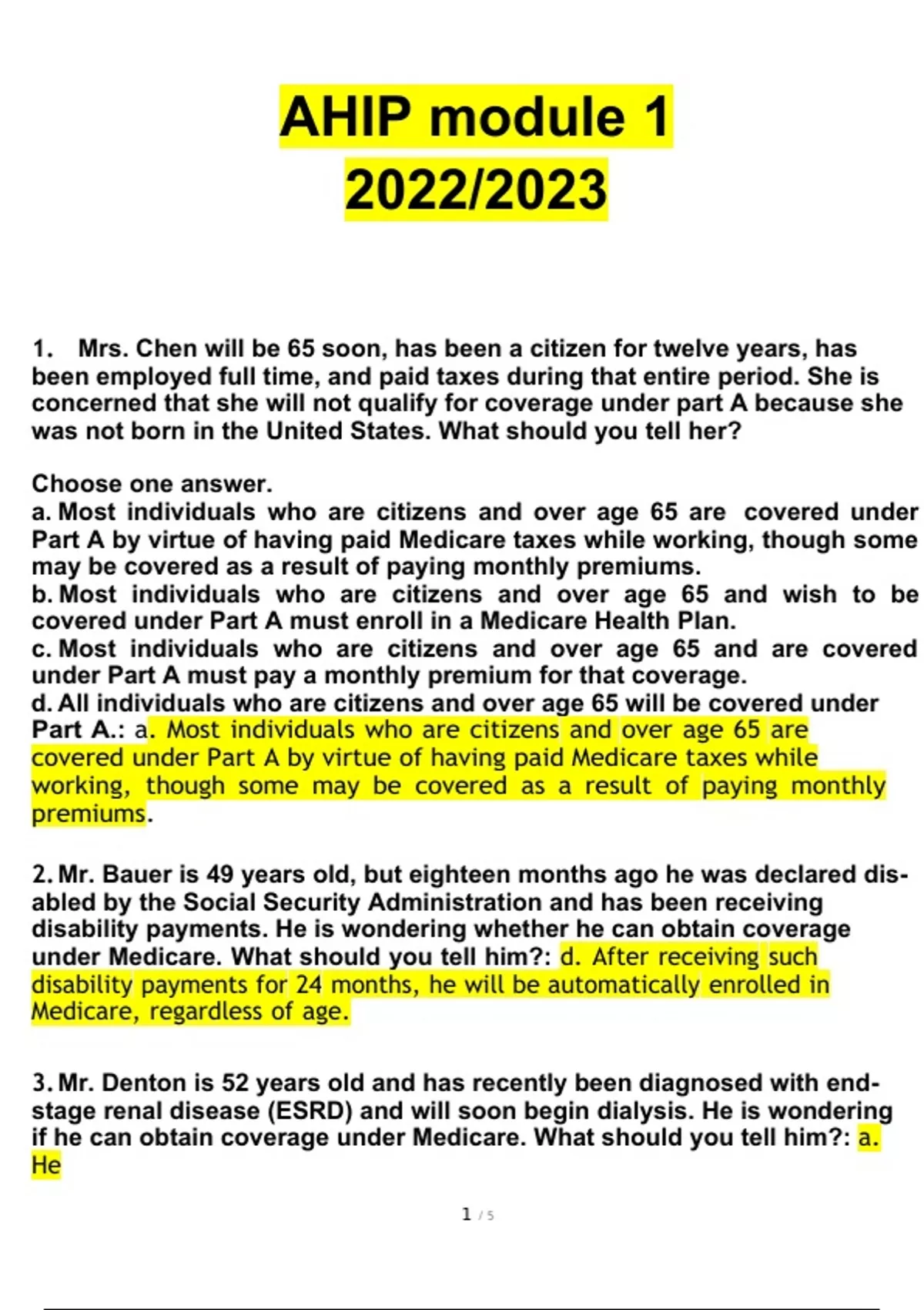 Ahip-module-1 questions with complete solutions - AHIP 2023 - Stuvia US