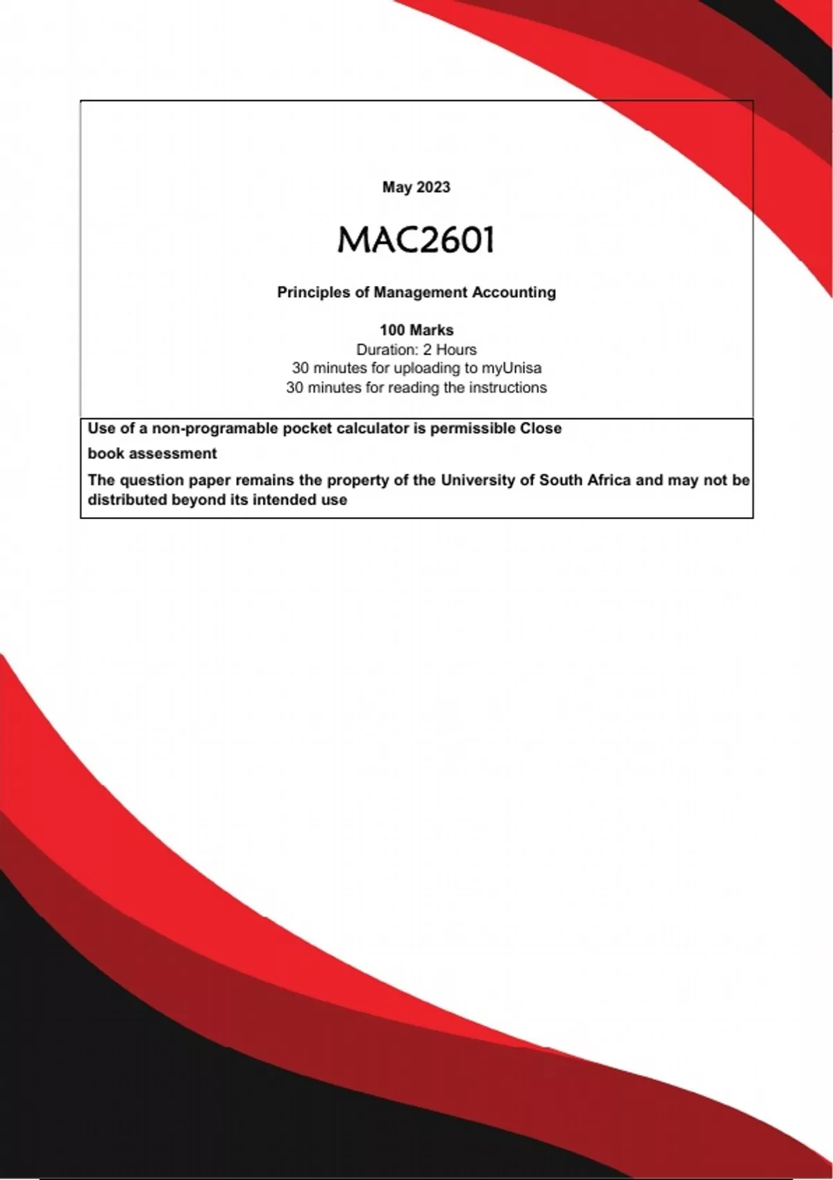 MAC2601 ASSESSMENT 5_2023_S1- QUETION PAPER + Answers - Principles of ...