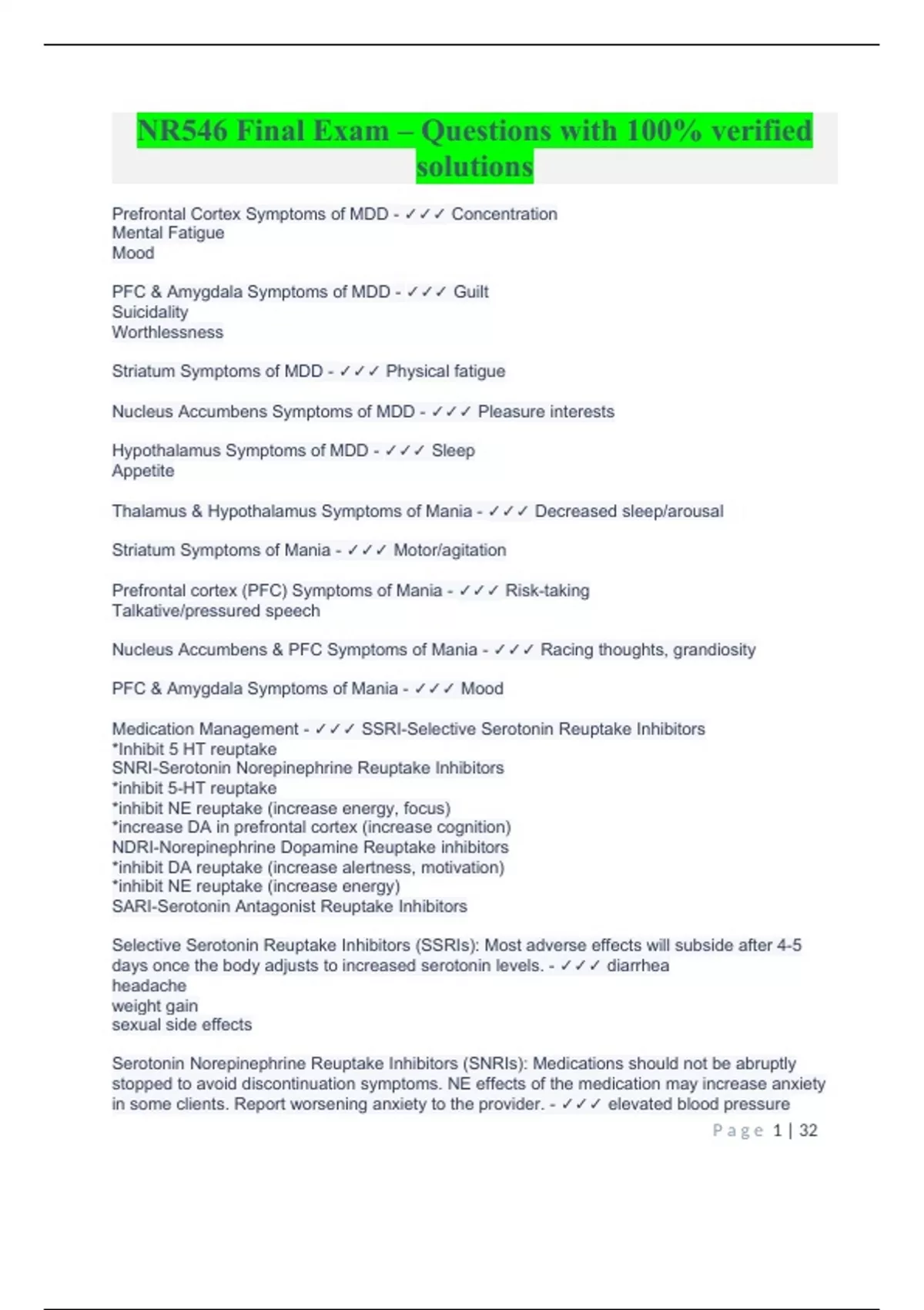 NR546 Final Exam – Questions with 100% verified solutions - NR546 ...