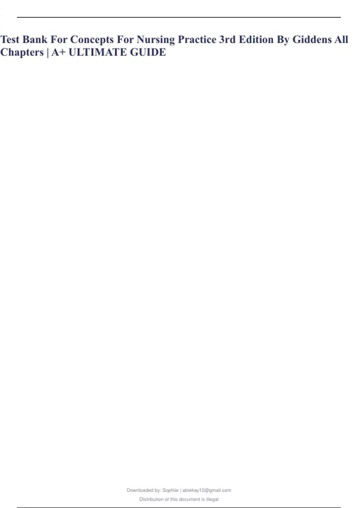 Test Bank For Concepts For Nursing Practice 3rd Edition By Giddens All ...