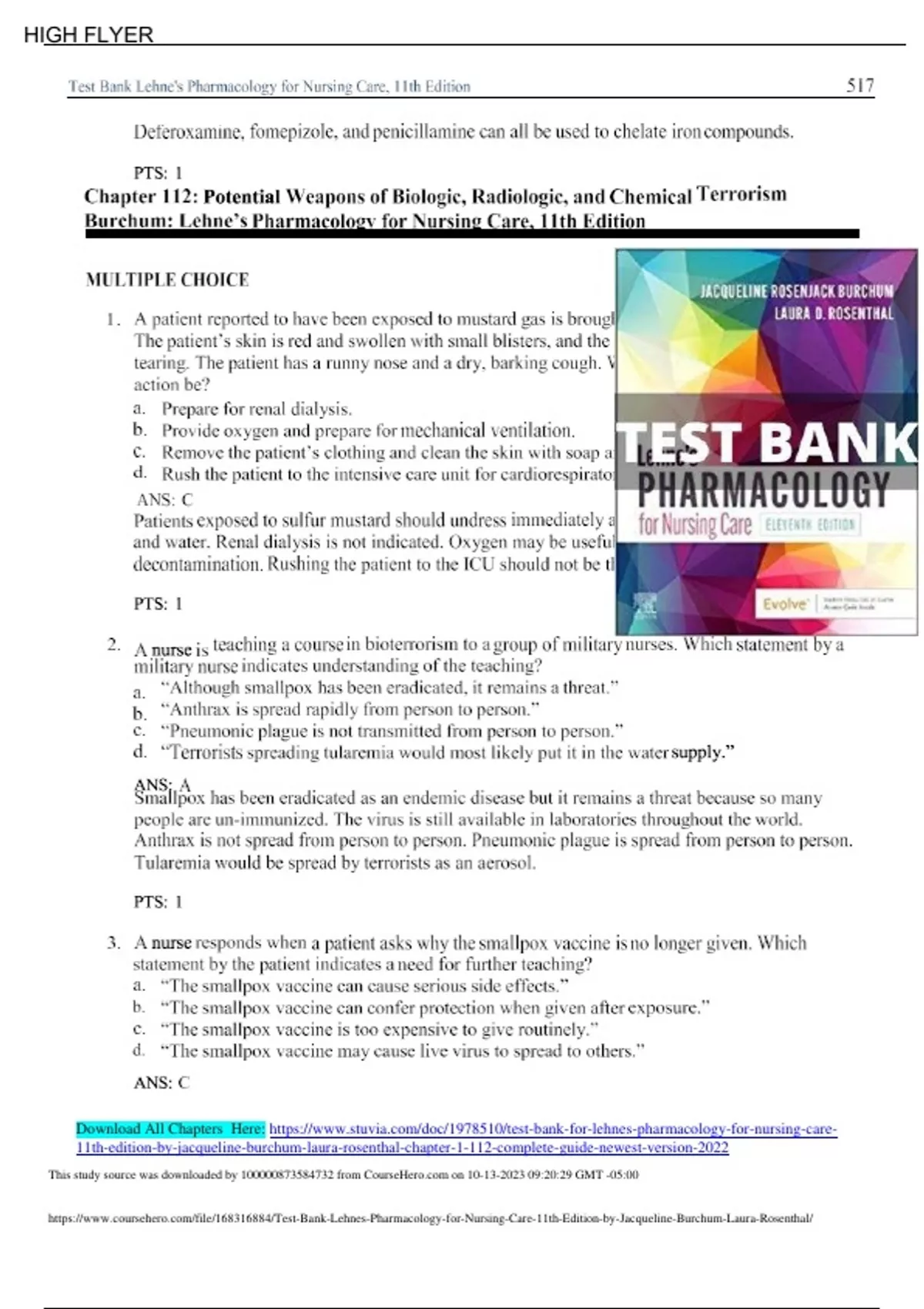 Test Bank Lehne's Pharmacology for Nursing Care, 11th Edition by ...