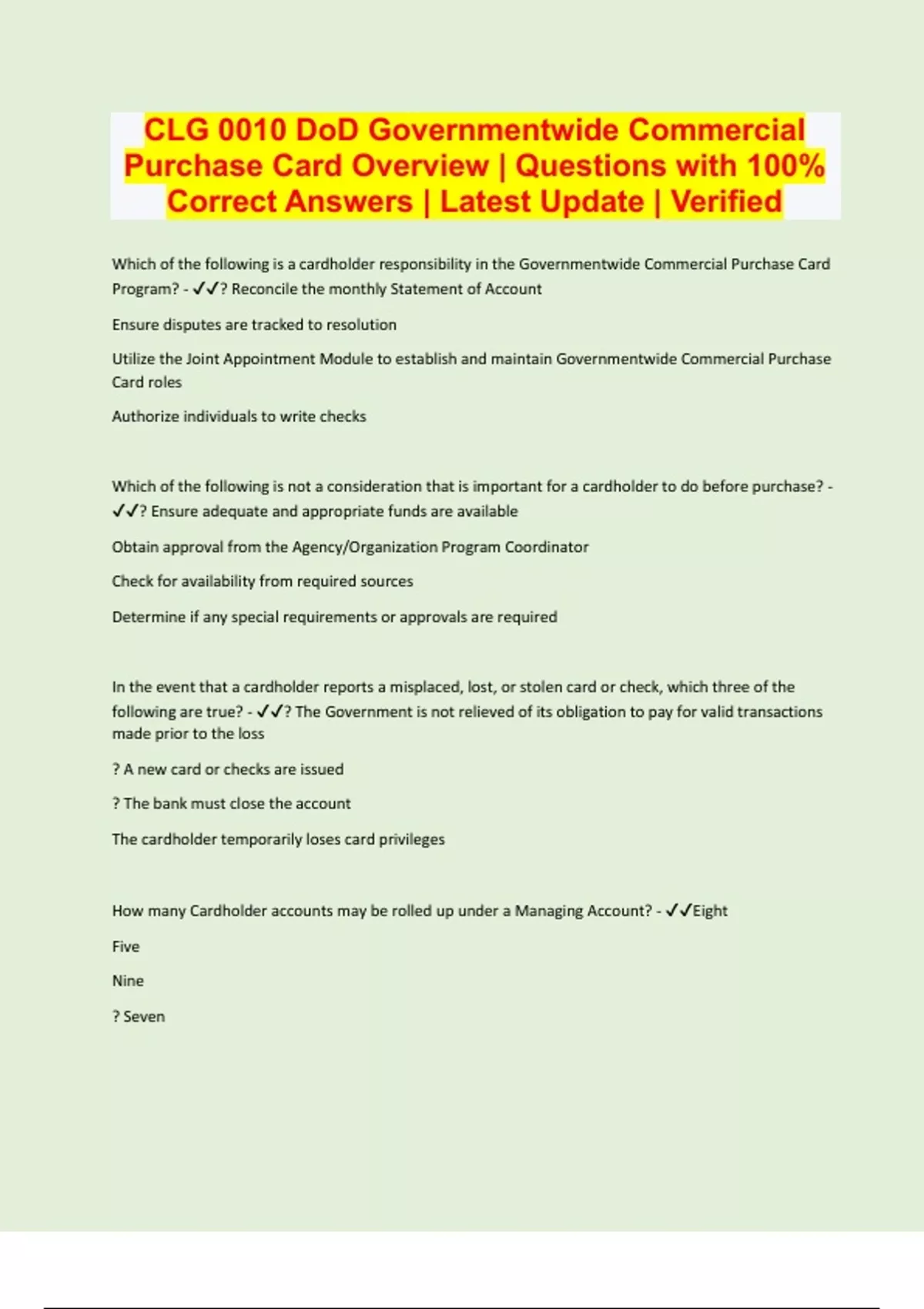 CLG 0010 DoD Governmentwide Commercial Purchase Card Overview ...