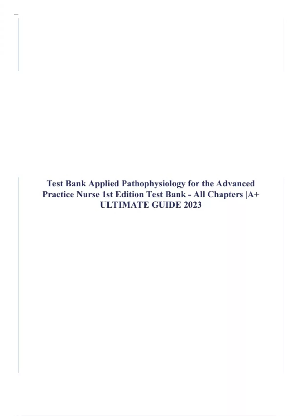 Test Bank Applied Pathophysiology for the Advanced Practice Nurse 1st ...