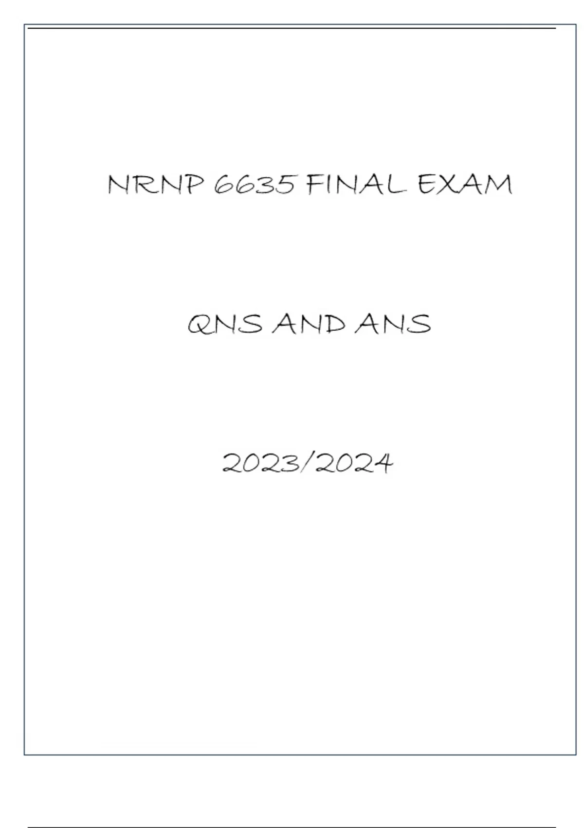 NRNP 6635 FINAL EXAM QNS AND ANS - Nursing course - Stuvia US