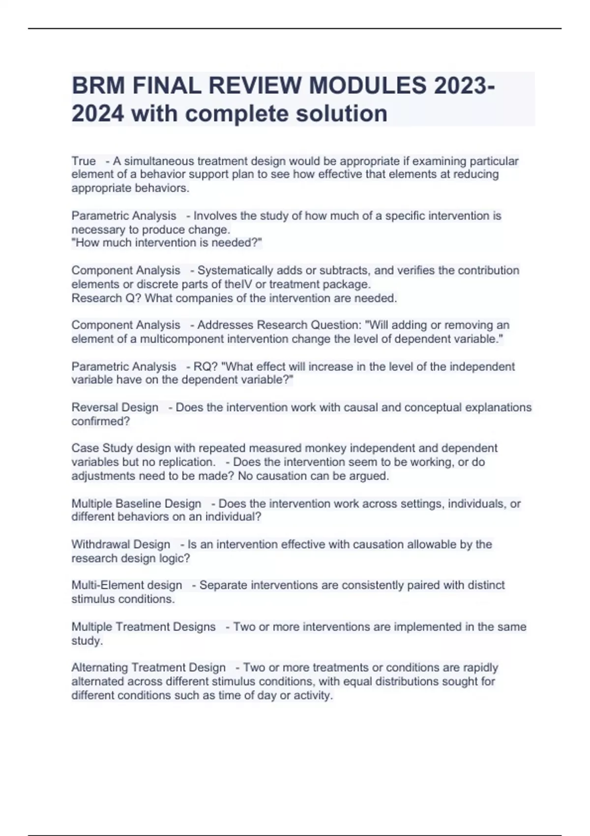 BRM FINAL REVIEW MODULES with complete solution - BRM - Stuvia US