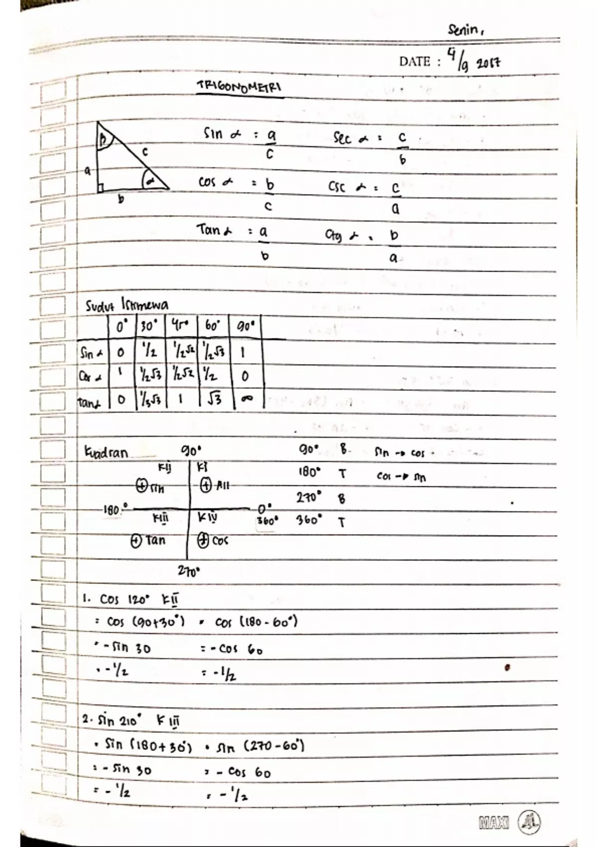 Materi Trigonometri kelas 11 - Mathematics - Stuvia US