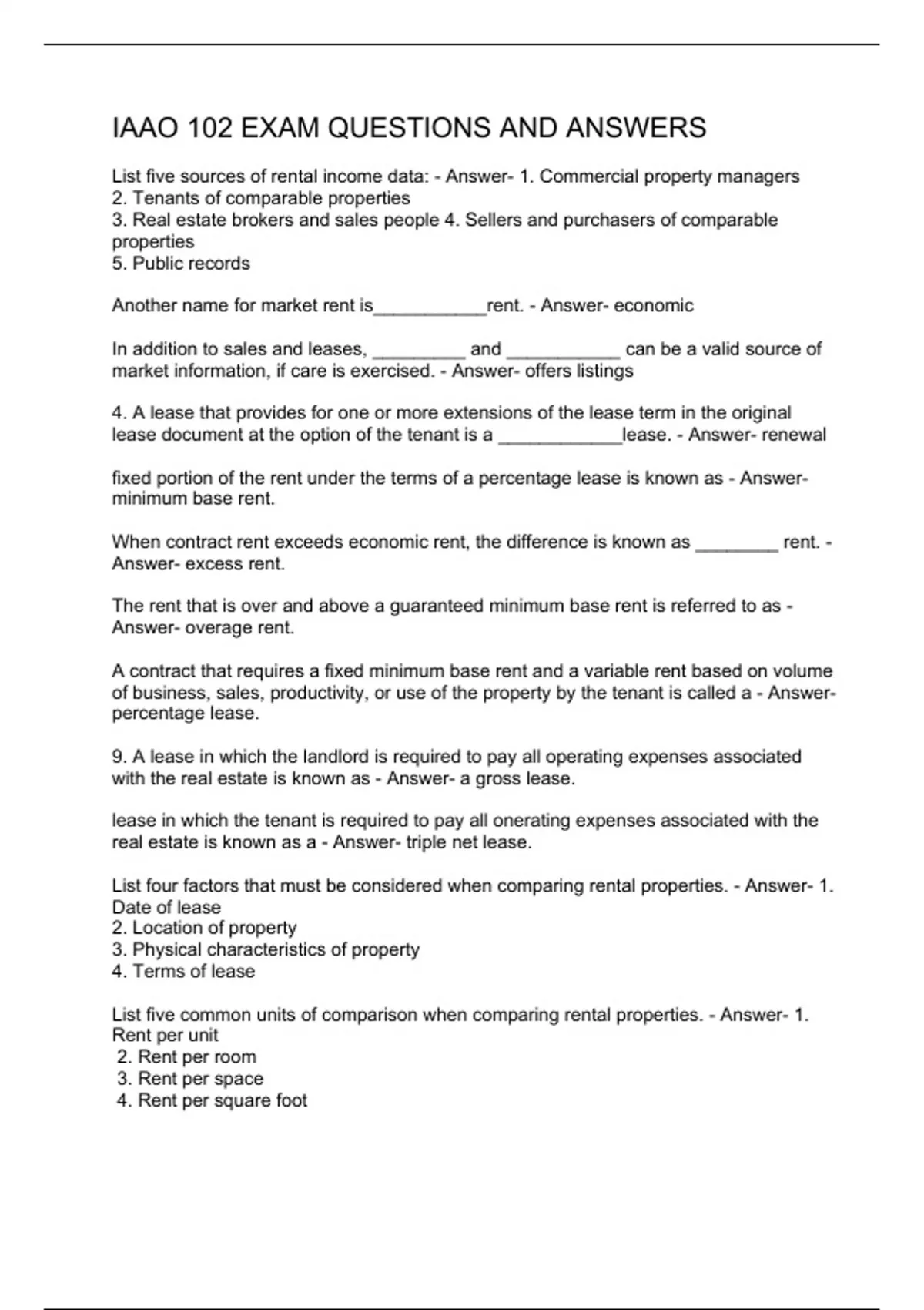 IAAO 102 EXAM QUESTIONS AND ANSWERS - IAAO 102 - Stuvia US