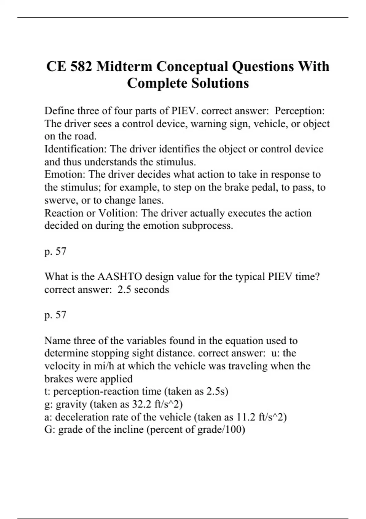CE 582 Midterm Conceptual Questions With Complete Solutions - CE 582 ...