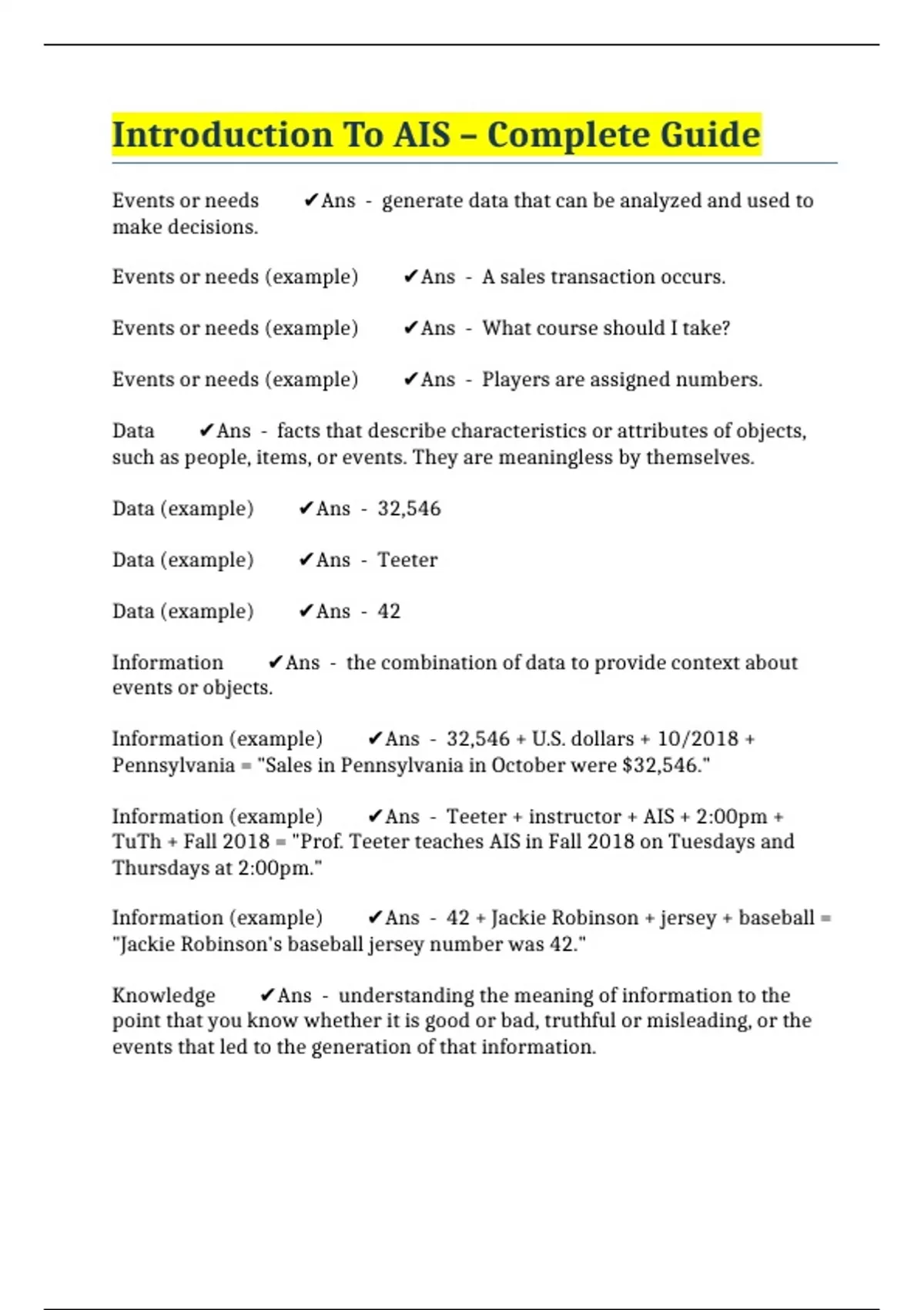 Introduction To AIS – Complete Guide - Ais - Stuvia US