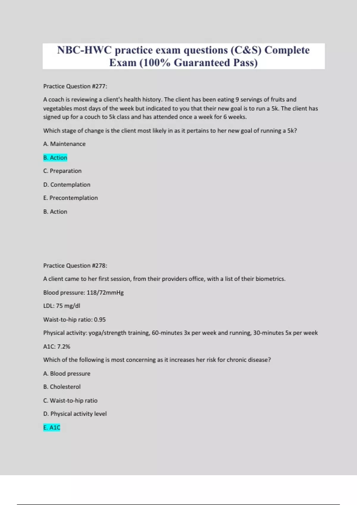 NBC-HWC practice exam questions (C&S) Complete Exam (100% Guaranteed ...