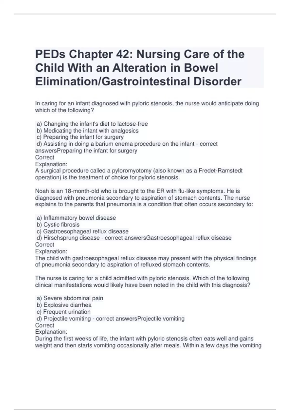 PEDs Chapter 42: Nursing Care of the Child With an Alteration in Bowel ...