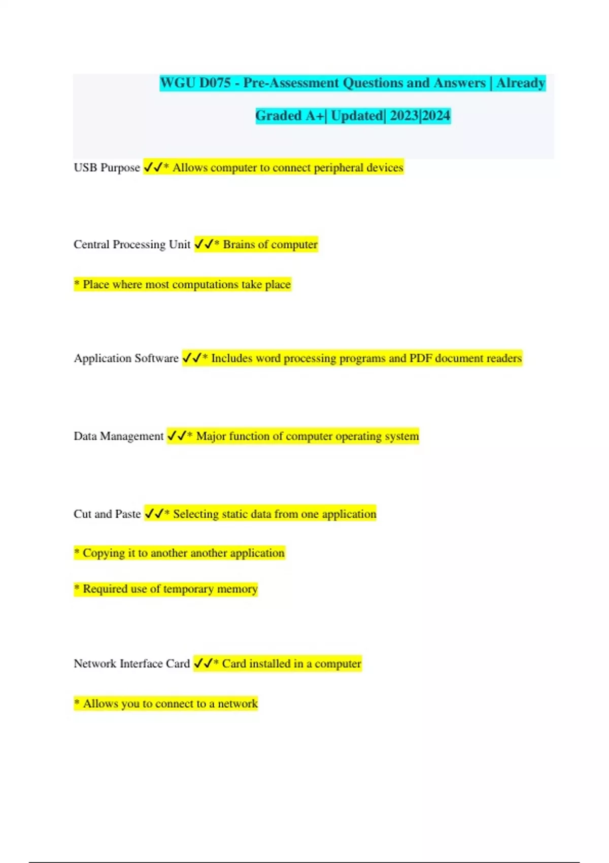WGU D075 INFORMATION TECHNOLOGY MANAGEMENT ESSENTIALS BUNDLED EXAM ...