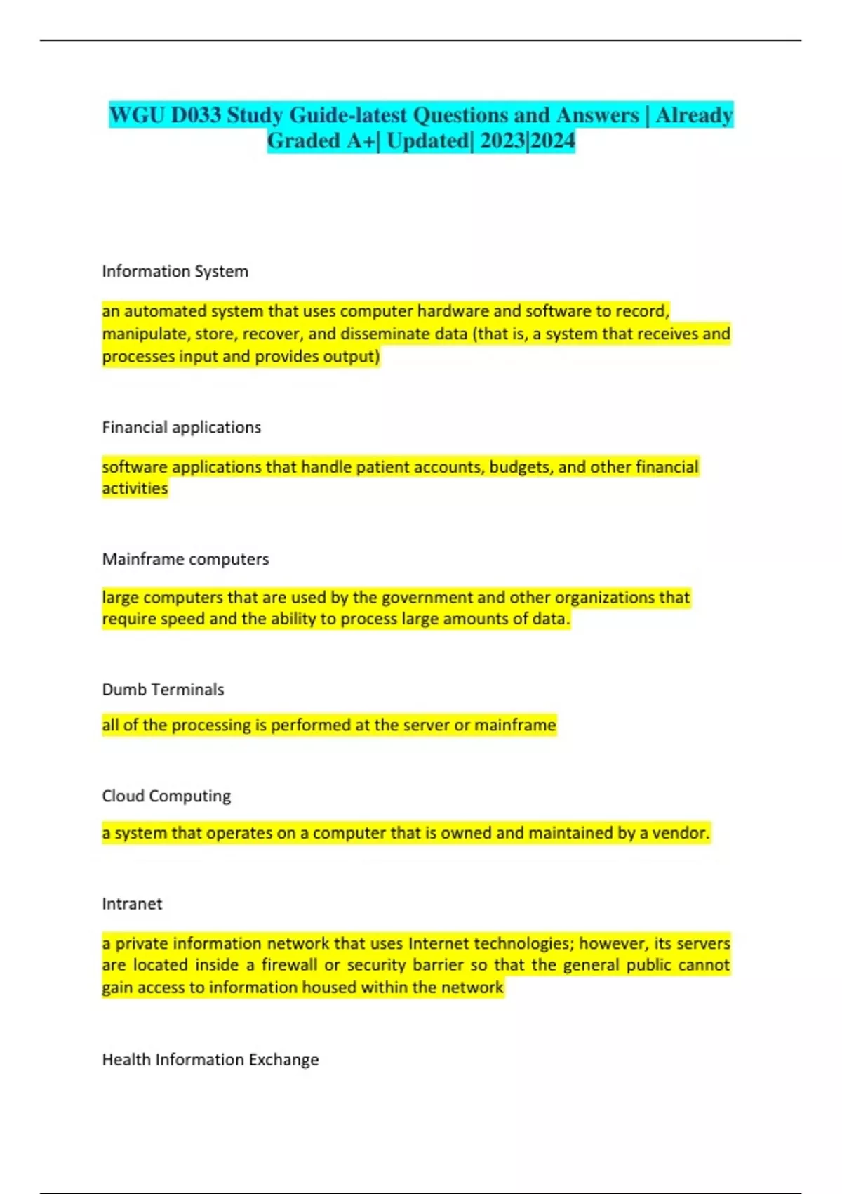 WGU D033 Study Guide-latest Questions and Answers | Already Graded A+ ...