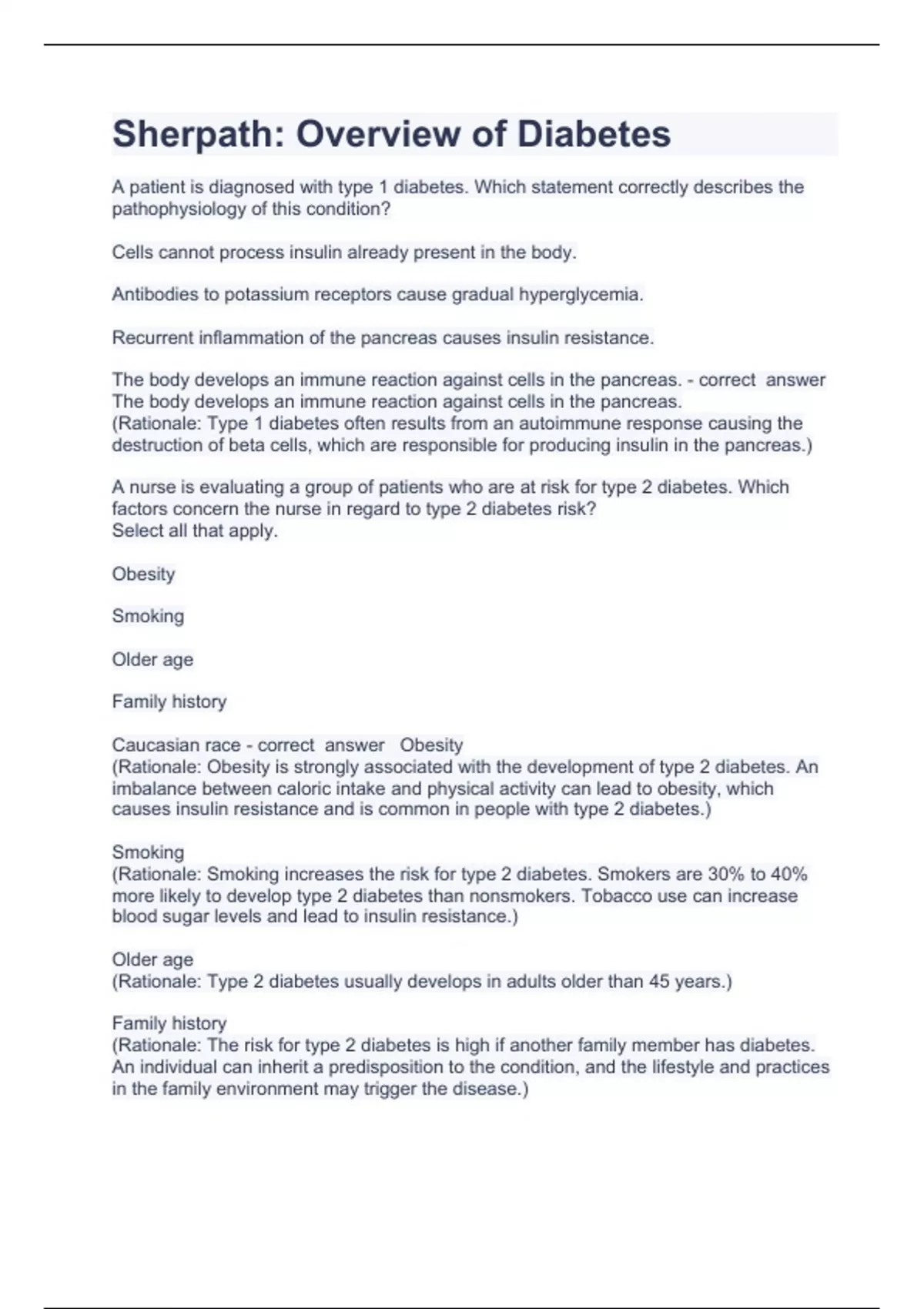 Sherpath Question and answers 100% correct 2023 - Thromboembolic Disorders - Stuvia US