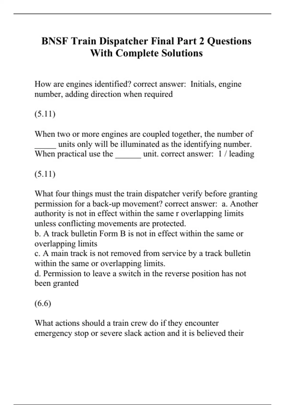 BNSF Train Dispatcher Final Part 2 Questions With Complete Solutions ...