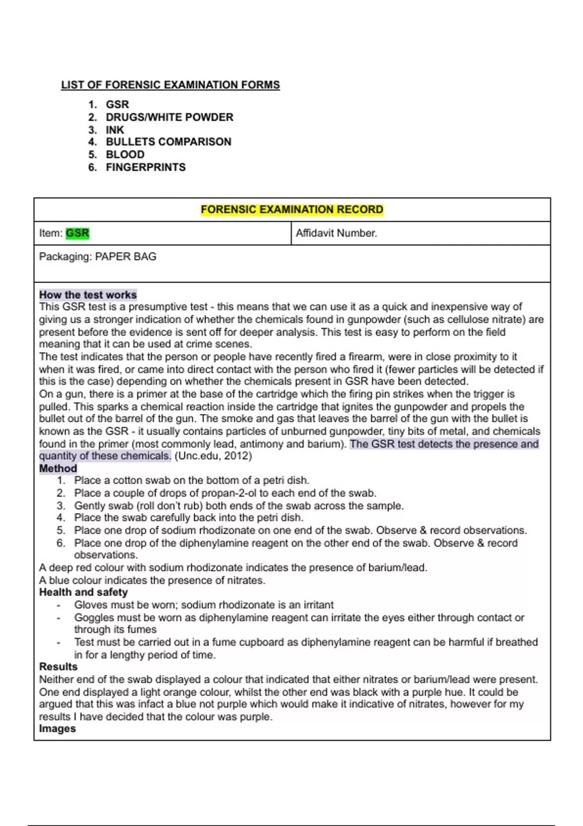 Forensic And Criminal Investigation Unit 4b Assignment Unit 4 Forensic Investigation
