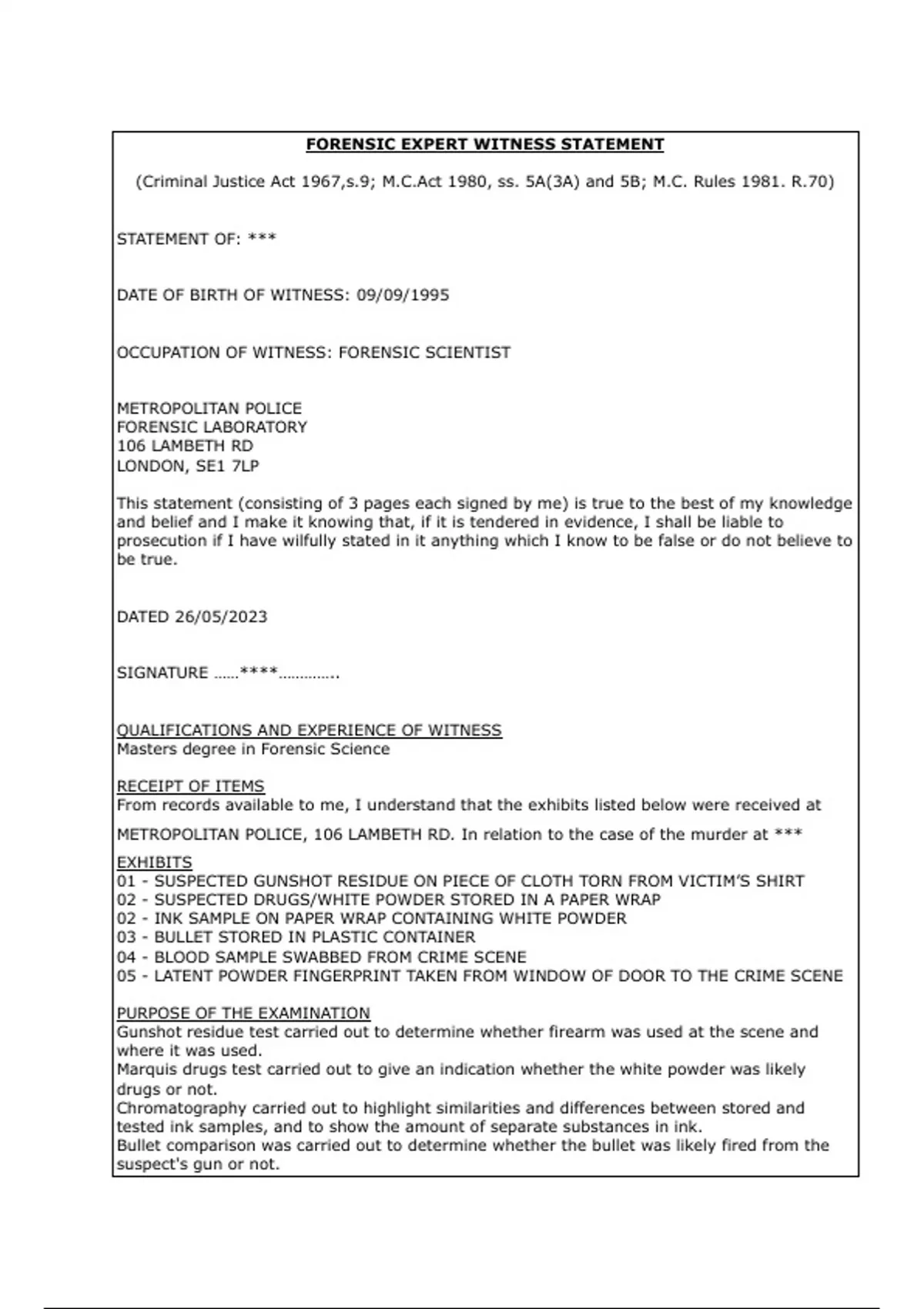 Forensic And Criminal Investigation Unit 4c Assignment Unit 4 Forensic Investigation