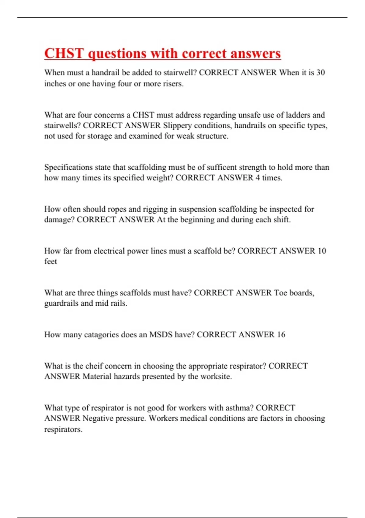 Construction Health and Safety Technician (CHST) Tests Bundle Set ...