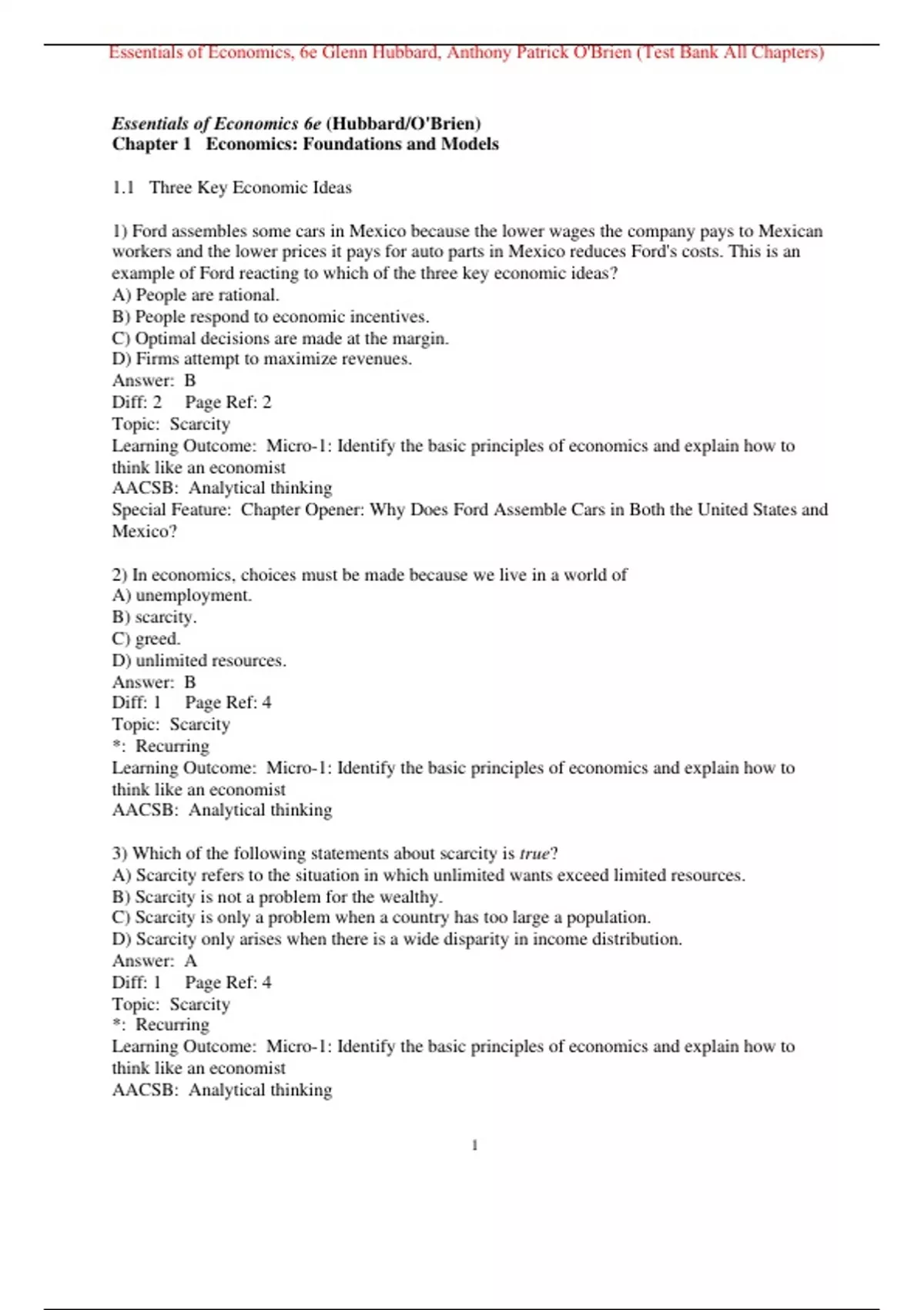 Essentials of Economics 6th Edition By Glenn Hubbard, Anthony Patrick O ...