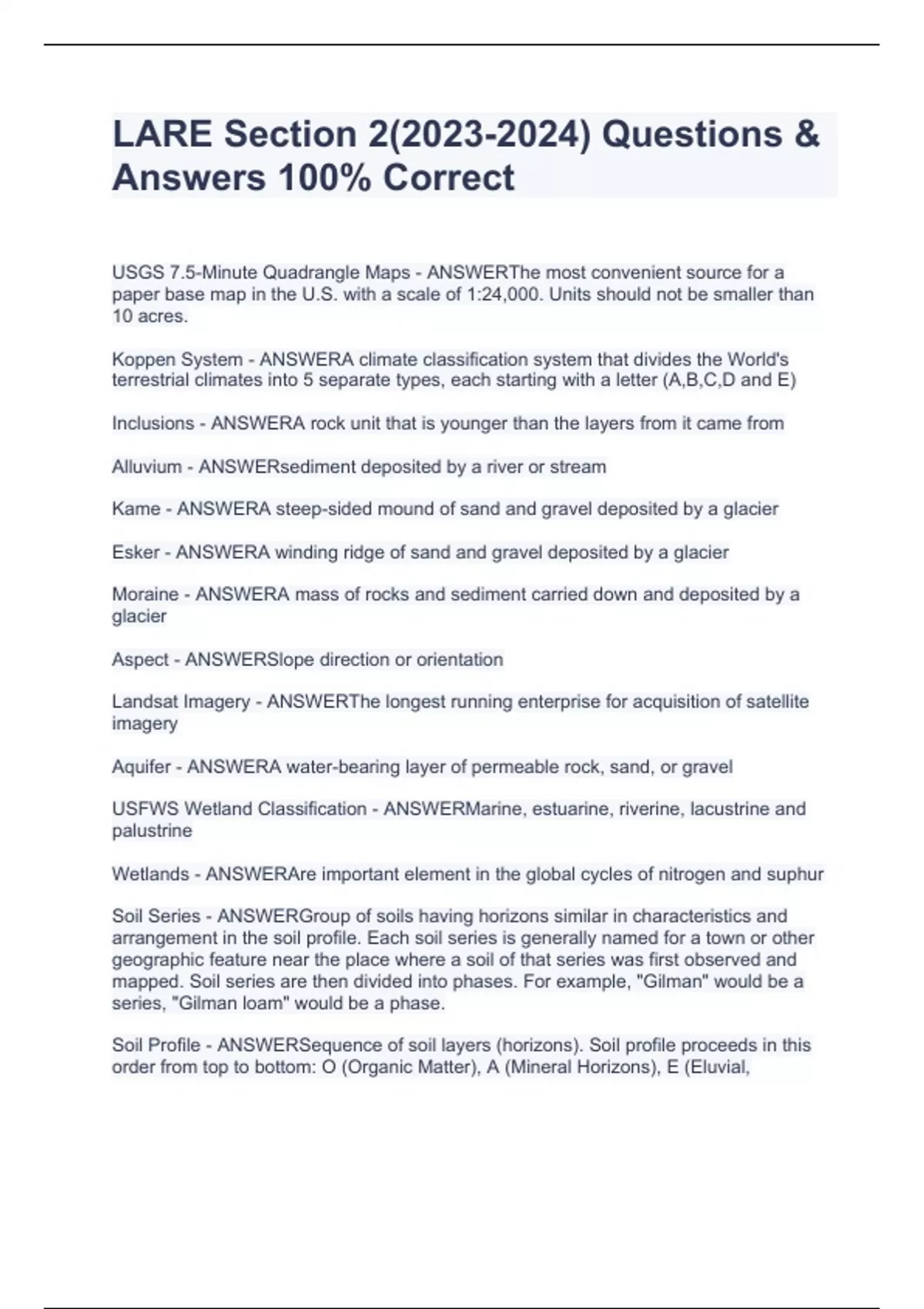 LARE Section 2() Questions & Answers 100% Correct - LARE Section 2 ...