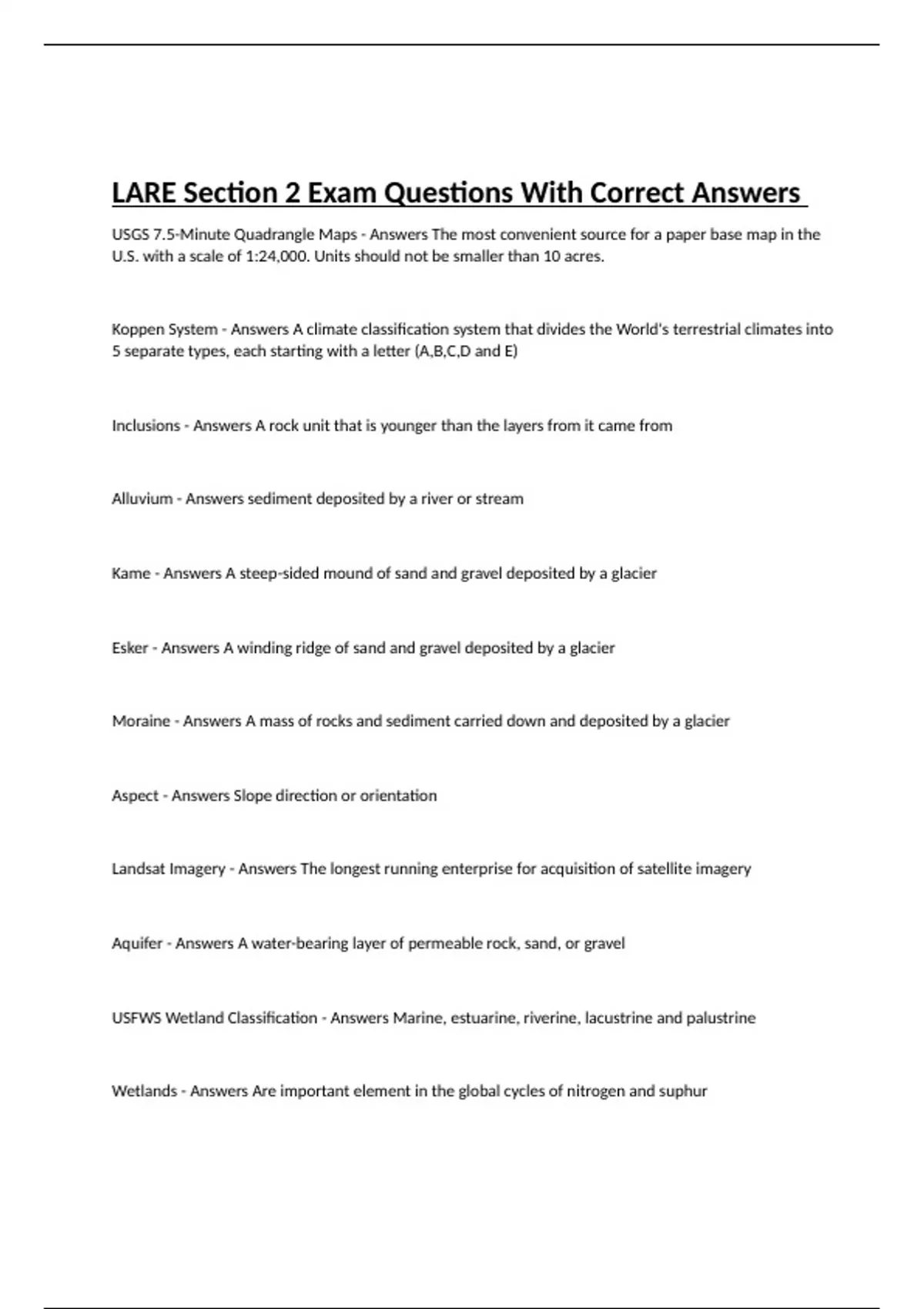 LARE Section 2 Exam Questions With Correct Answers - LARE - Stuvia US