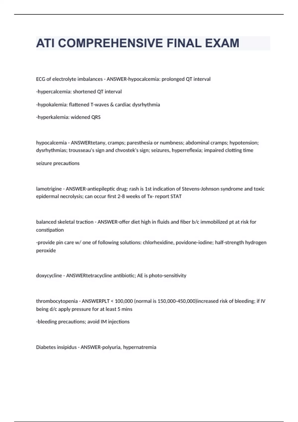 ATI COMPREHENSIVE FINAL EXAM WITHDETAILED QUESTIONS AND ANSWERS 2023 ...