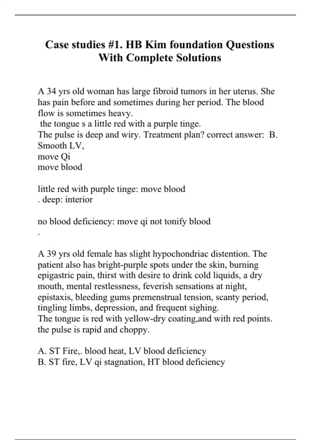 Case studies #1. HB Kim foundation Questions With Complete Solutions ...