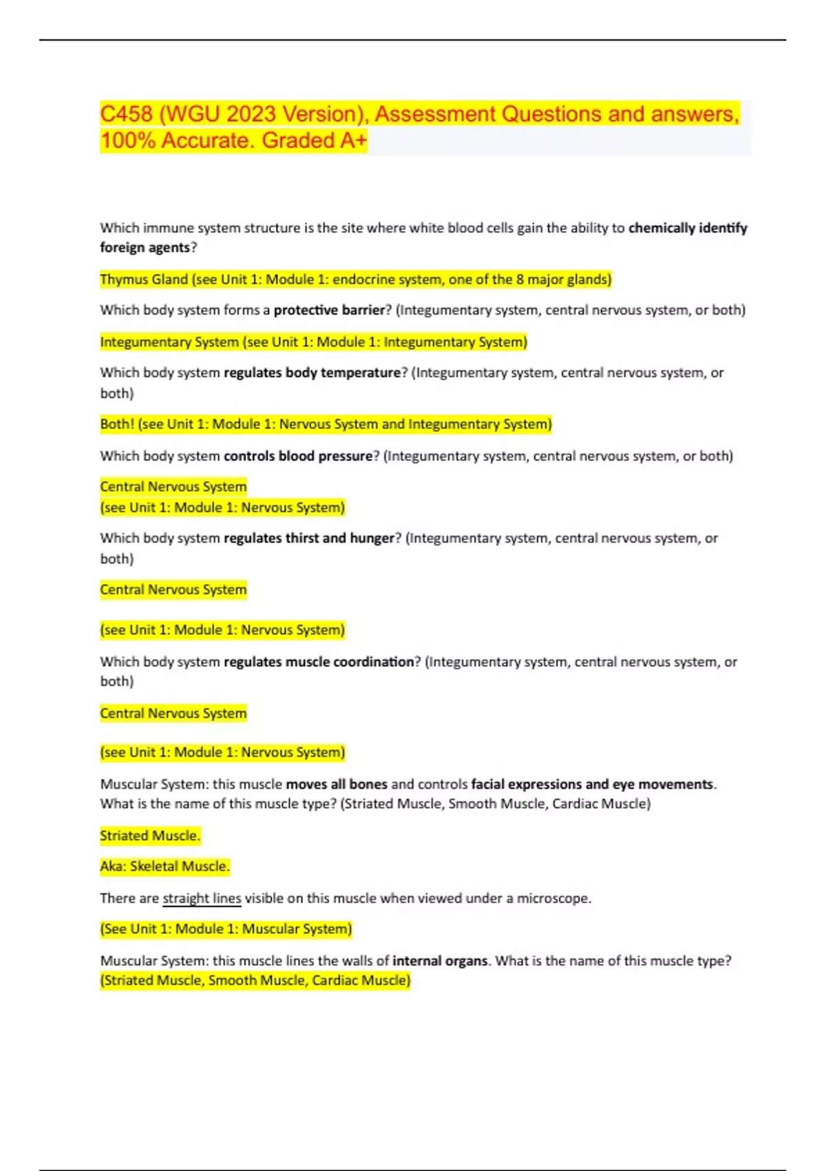 WGU C458 Bundled Exams with Complete Solution | Verified | Everything you Need!! - Stuvia US