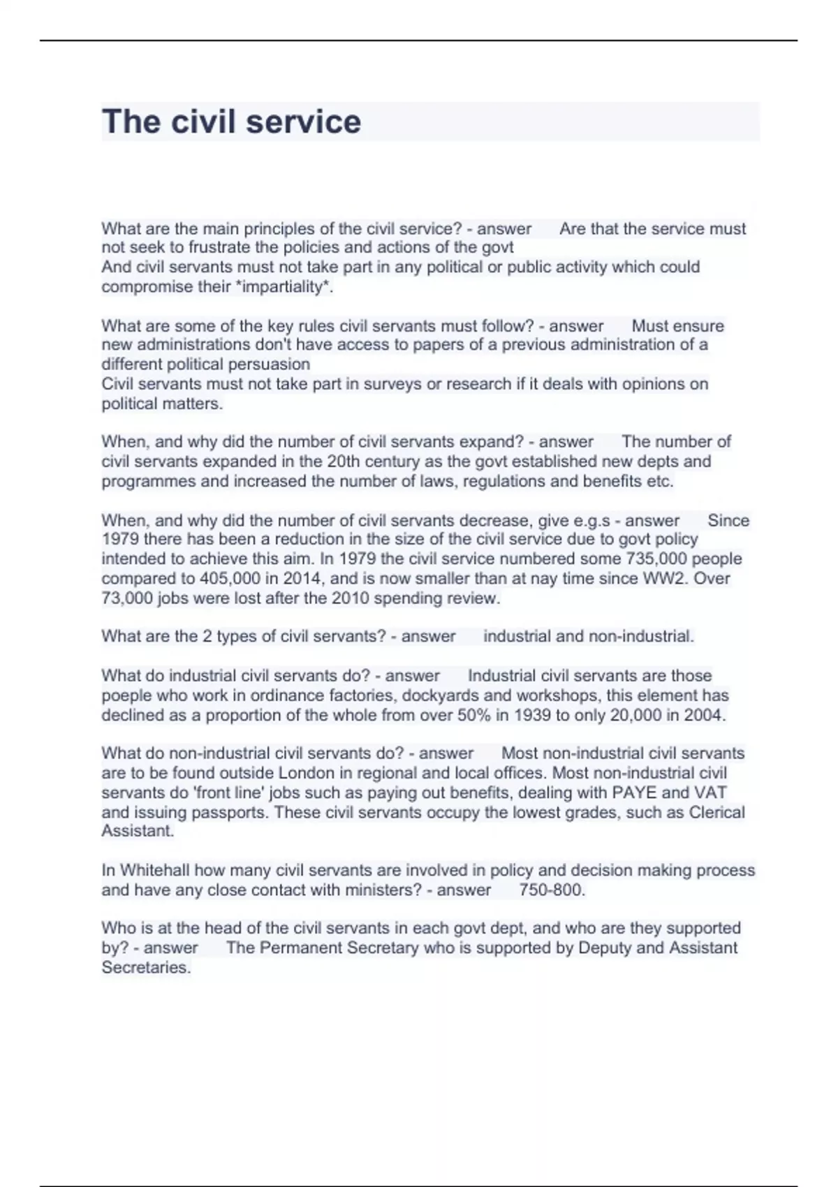 The civil service Questions and Answers 100% correct - CIVIL SERVICE ...