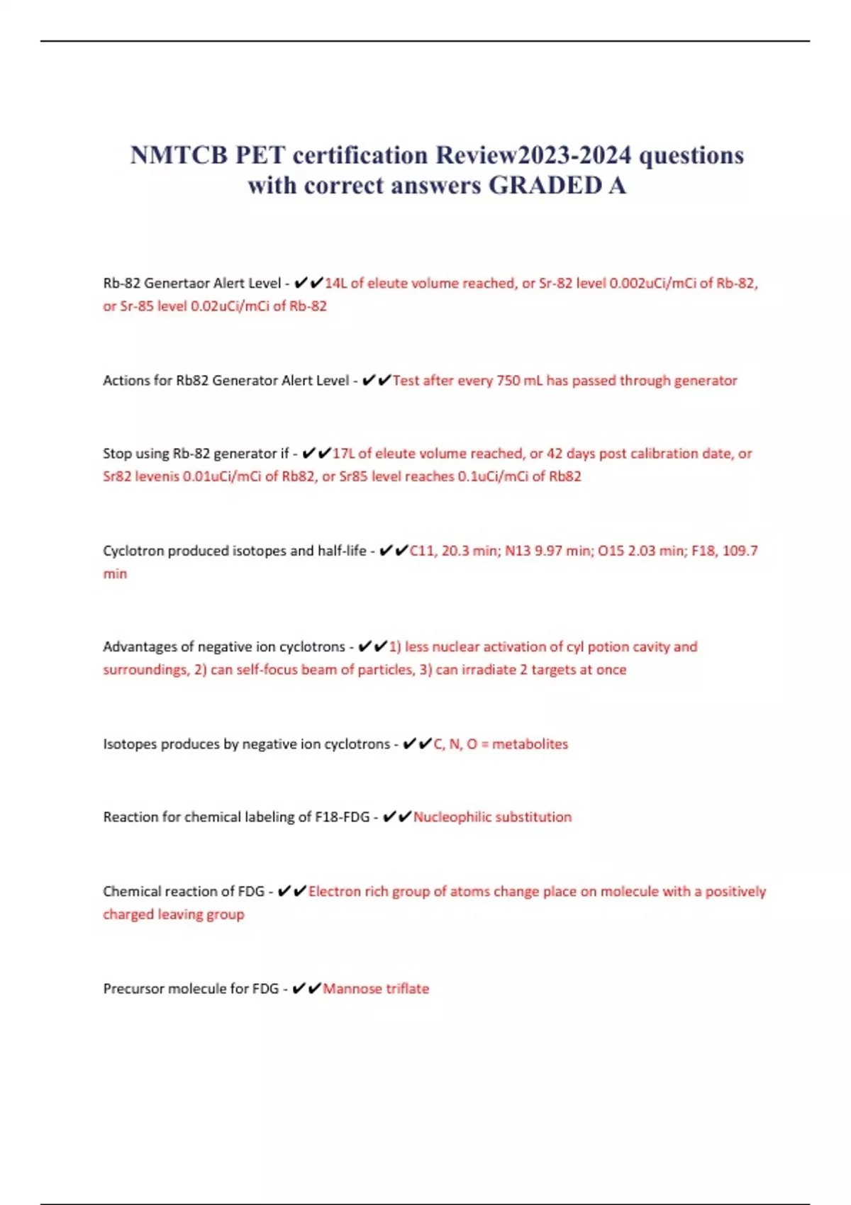 NMTCB PET certification Review questions with correct answers GRADED A ...