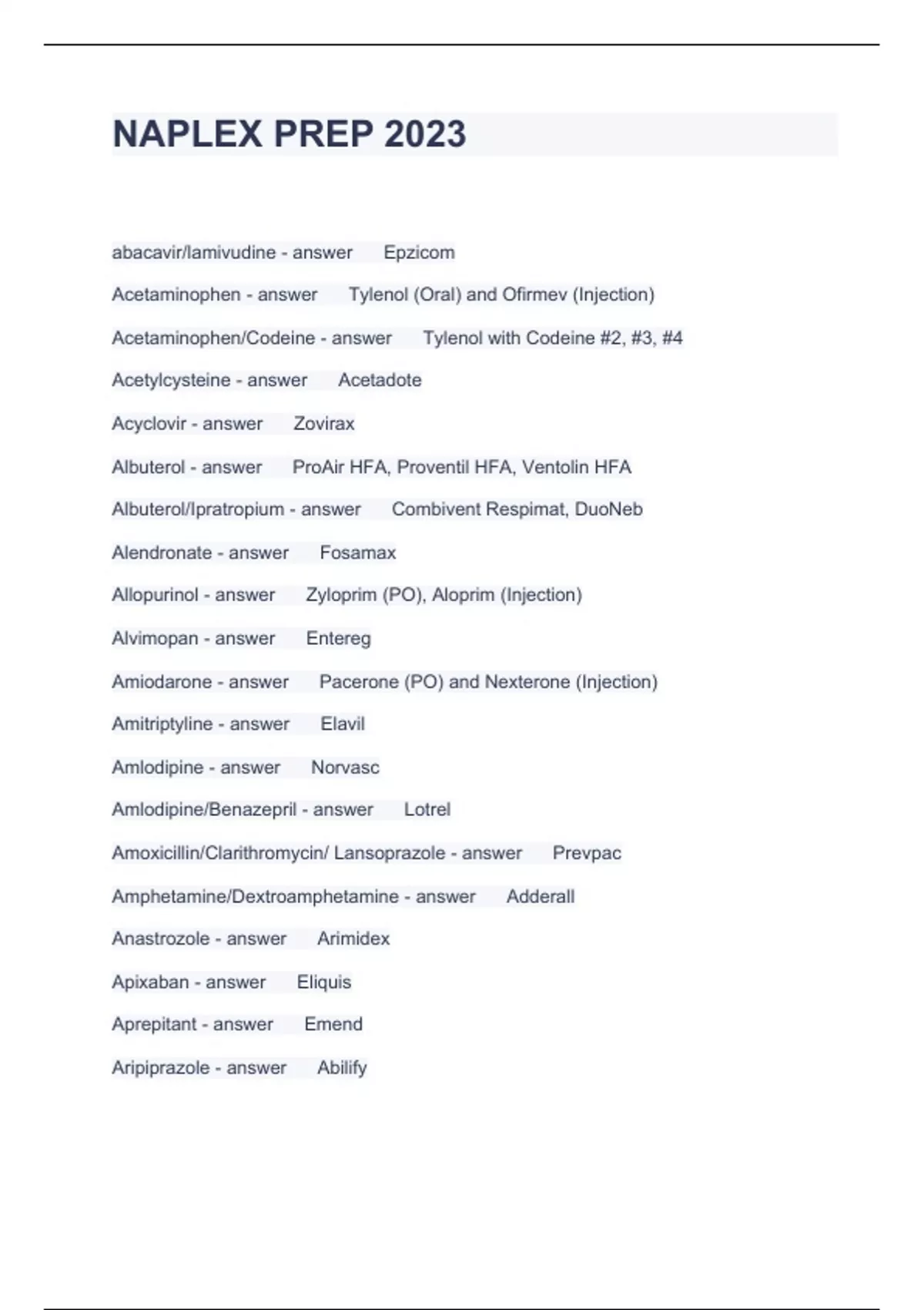 NAPLEX PREP 2023 Questions with correct Answers 2023 - NAPLEX - Stuvia US