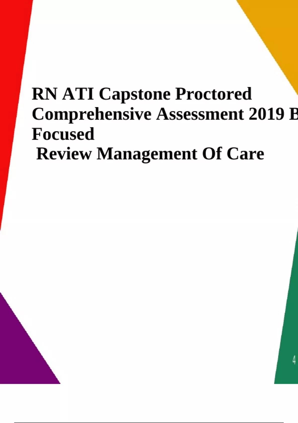 RN ATI Capstone Proctored Comprehensive Assessment 2019 B Focused ...