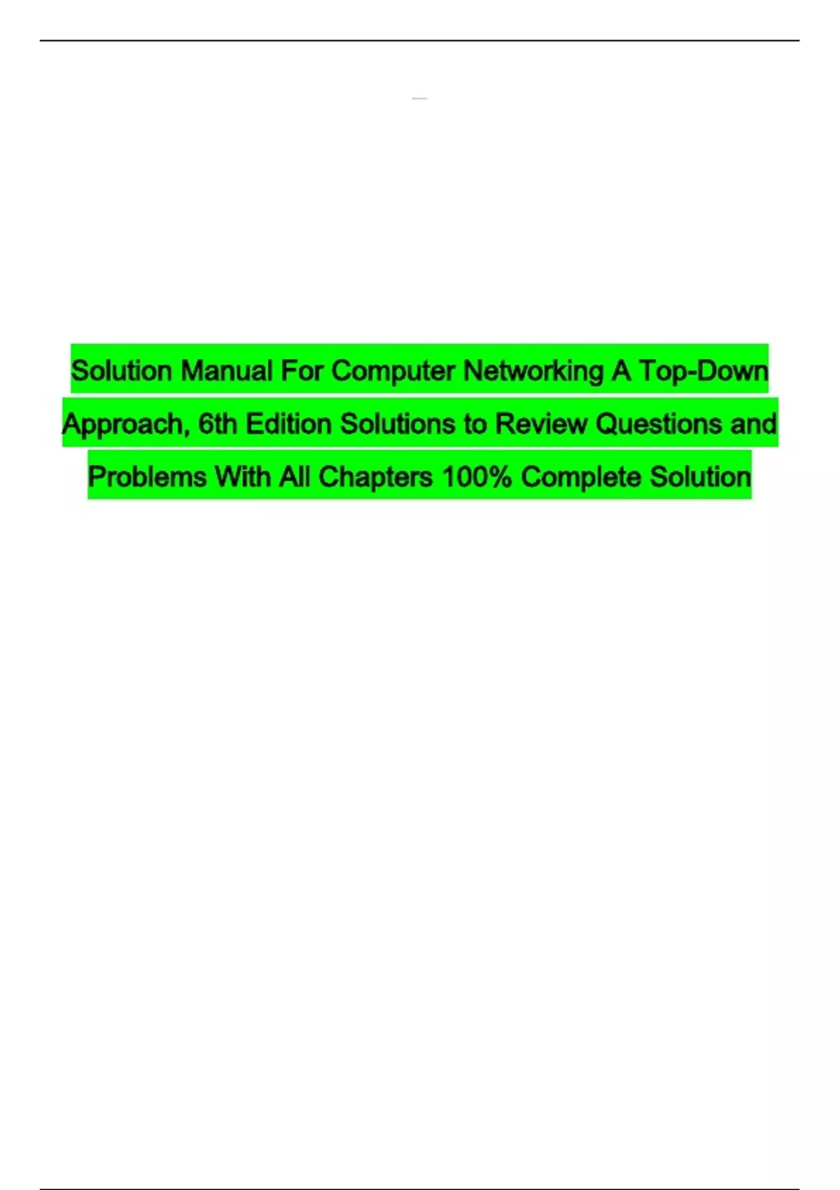 Solution Manual For Computer Networking A Top-Down Approach, 6th Edition Solutions to Review ...
