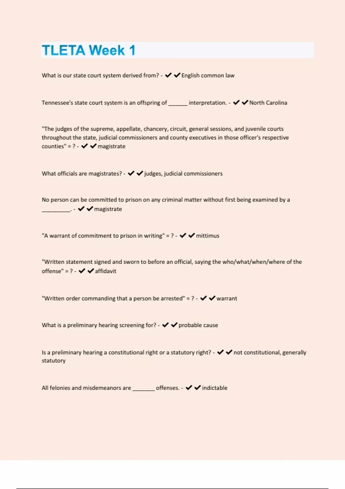 TLETA Week 1 | 240 Questions and Answers(A+ Solution guide) - TLETA ...