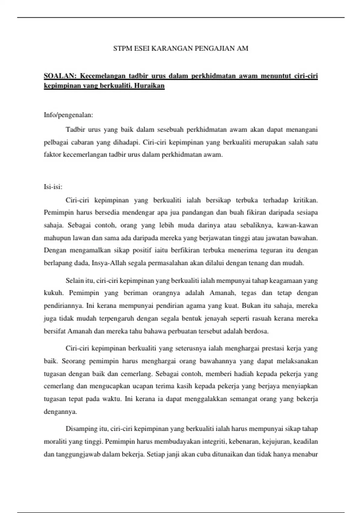 Esei form 6 Pengajian Am - Form 6 - Stuvia US