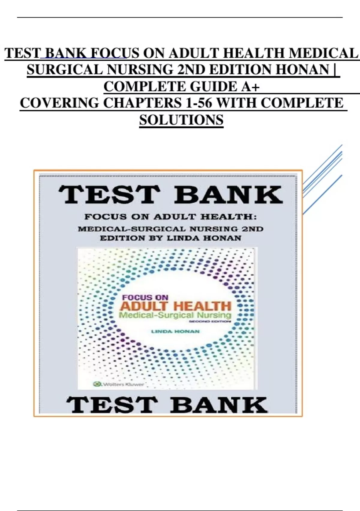TEST BANK FOCUS ON ADULT HEALTH MEDICAL SURGICAL NURSING 2ND EDITION ...