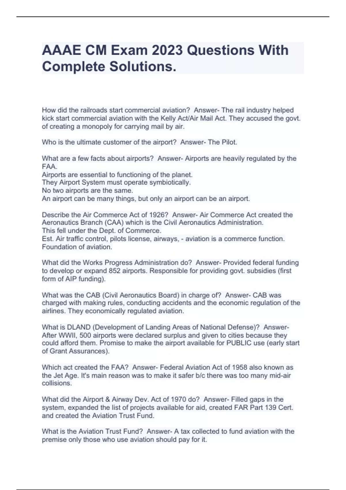 AAAE CM Exam 2023 Questions With Complete Solutions. - AAAE CM - Stuvia US