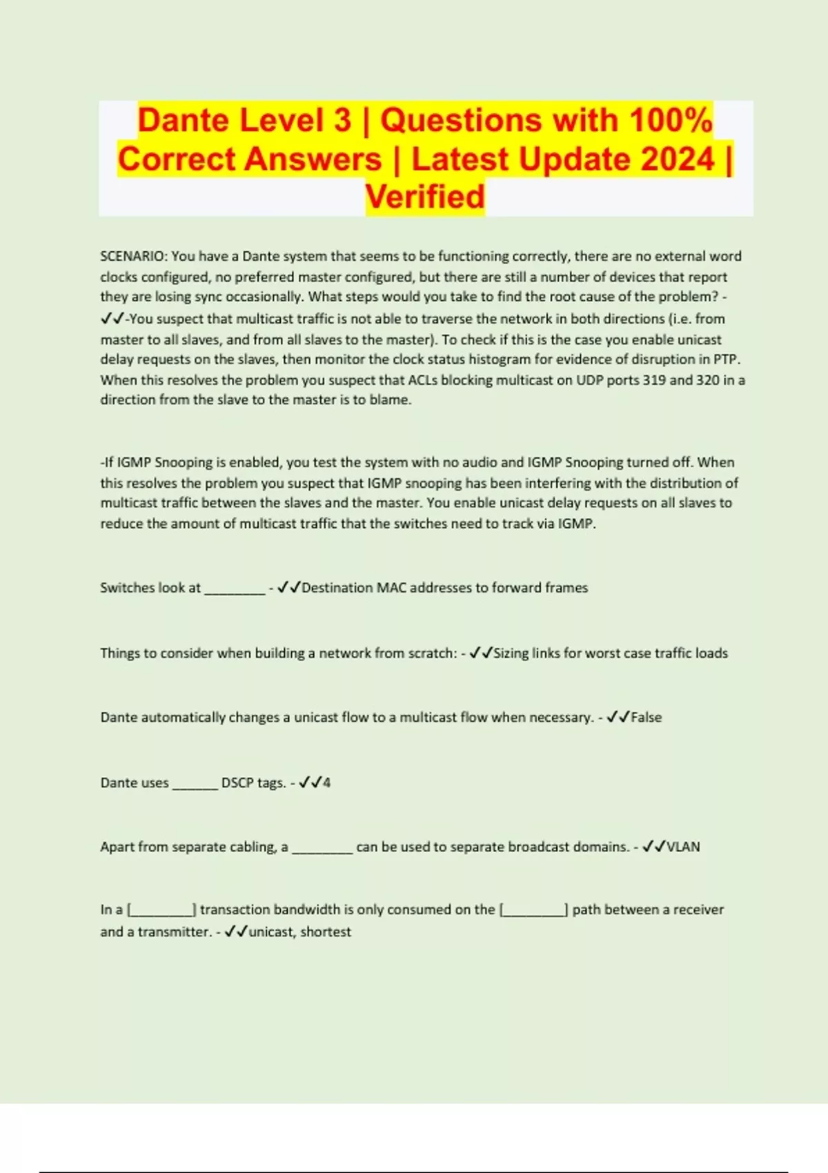 Dante Level 3 | Questions with 100% Correct Answers | Latest Update ...